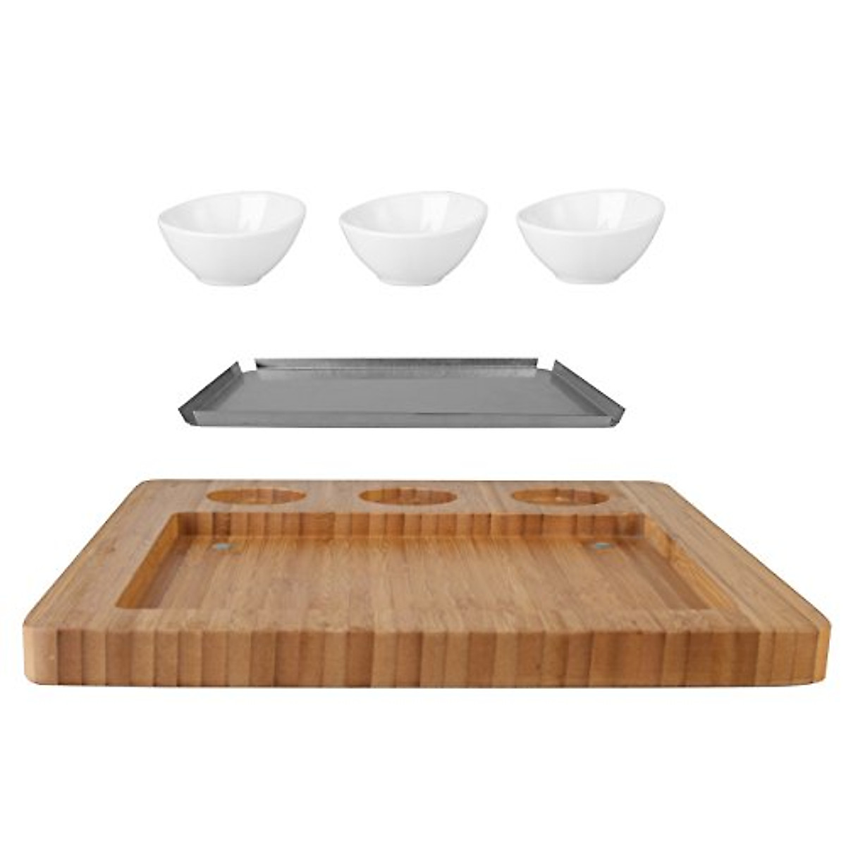 Artestia Sizzling Hot Stone, Trays for Eating,Deluxe Tabletop Barbecue/BBQ/Hibachi/Steak Grill,Bamboo Serving Tray,(Set only Without Stones)