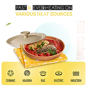 Dr.HOWS DANZI Cookware Set, PFOA-free Nonstick Ceramic Coated Pots and Pans for 3-4 People, Multi-size Lid, Detachable Handle, For Gas, Electric, Halogen, Induction stoves PFOA free (8P Set)