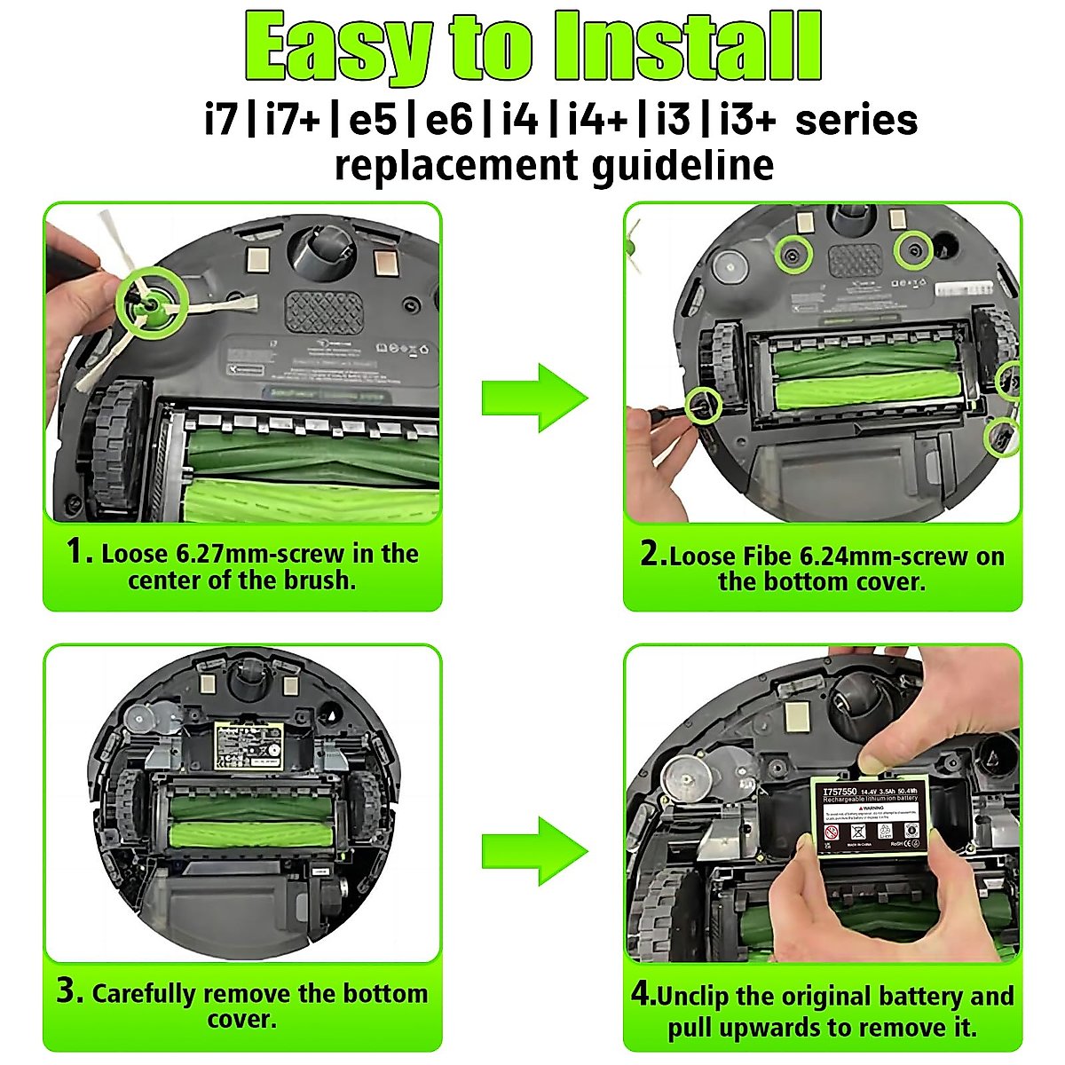 【UPGRADE】3.5Ah 14.4V Replace Battery for iRobot Roomba i7 Battery Replacement + i7 14.4Volt e/i Series J7 J7+ 7150 7550 e5 e5152 e5154 e6 i3 i3+ i4 i4+ Vacuum Cleaner irobot i7 replacement battery