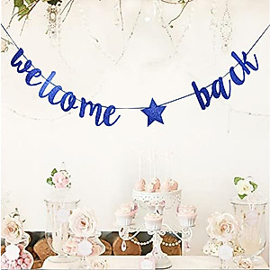 YaFeiDa Blue Welcome Back Banner,Welcome Back To School Sign Welcome Home Sign,Housewarming,Military,Family Party Decorations,SKA-NB025