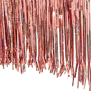BRAVESHINE Rose-Gold Metallic Tinsel Backdrop - 2Pcs 3.2x8.2ft Metallic Tinsel Foil Fringe Curtains Photo Booth Streamers for Bridal Shower Bachelorette Engagement Mother's Day Party Decorations