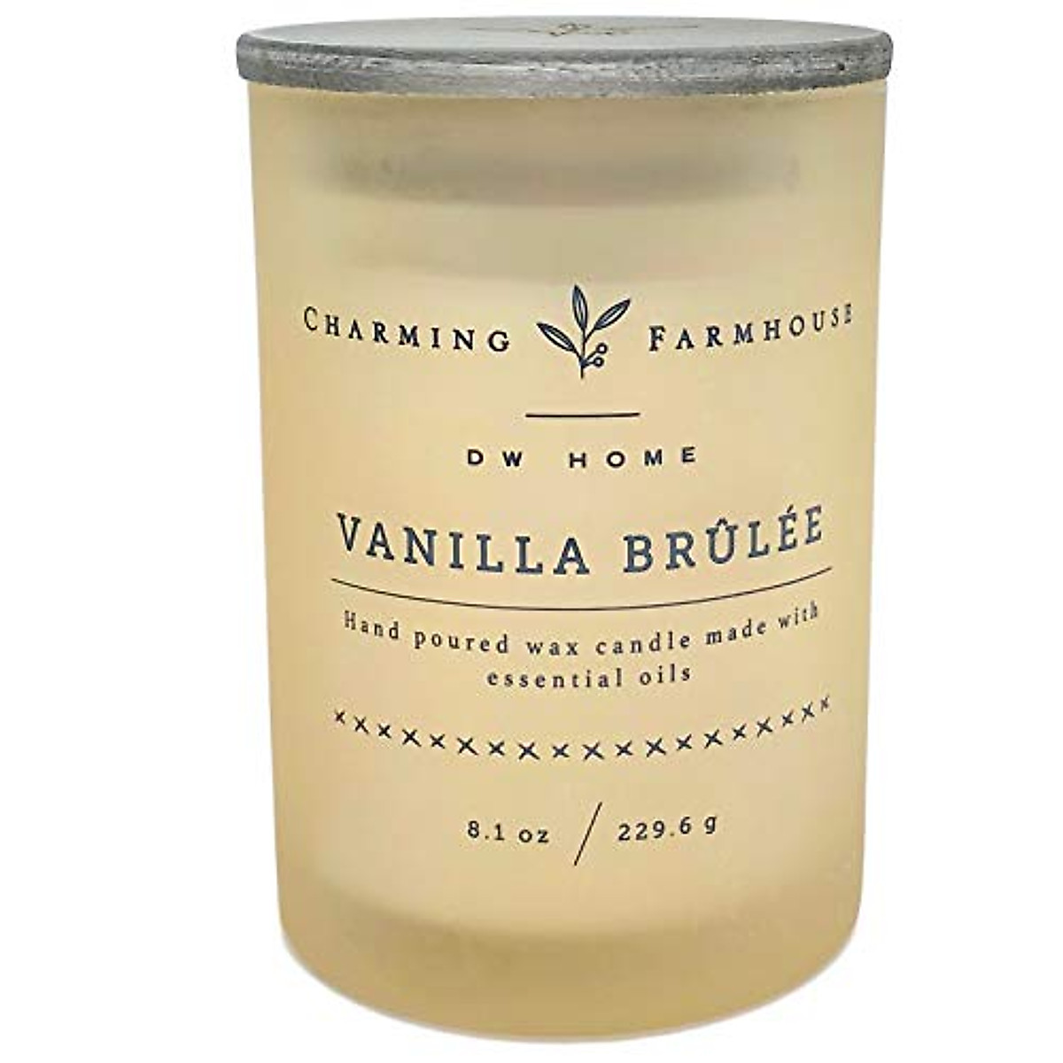 DW Home Charming Farmhouse Vanilla Brulee Scented Candle Wooden Wick