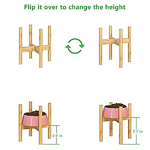 Tall Elevated Stand Raised Dog Bowl for Large Dogs 8-inch Single Dog Food and Water Bowl Stand Bamboo Dog Food Bowls Slow Feeder Stand