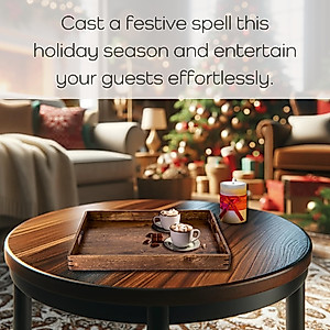 Otucha Large Ottoman Tray 20x14 - Stylish Coffee Table Tray for Living Room, Extra Large Serving Tray for Ottoman, Decorative Wooden Tray for Home Decor & Coffee Bar Accessories (Dark Brown)