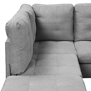 Casa Andrea Milano 3 Piece Modern Tufted Micro Suede L Shaped Sectional Sofa Couch with Reversible Chaise & Ottoman, Large