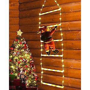 Toodour LED Christmas Light - Christmas Decorative Ladder Lights with Santa Claus, Christmas Decorations Lights for Indoor Outdoor, Window, Garden, Home, Wall, Xmas Tree Decor (2.5FT, Warm White)