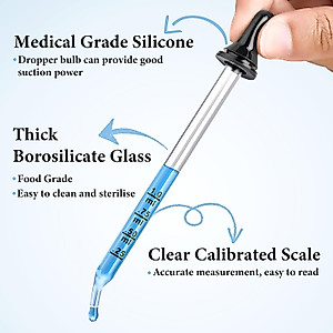 4 Pack 1ml Glass Eye Dropper with Measurement, Glass Medicine Droppers Tool, Long & Short, Bent & Straight Tip Calibrated Pipettes Dropper, Accurate Dose Dropper Measurer for Essential Oils Ear Lab