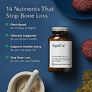 ALGAECAL - Plant Based Calcium Supplement with Vitamin D3 (1000 IU) for Bone Strength, Contains 13 Minerals Supporting Bone Health, Organic Calcium (750 mg) for Women & Men, 90 Veggie Caps