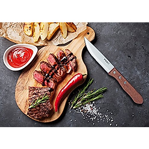 PBKay Wooden Steak Knife Set/Premium Stainless steel Knives with Rosewood Handle and Gift Box (set of 6)