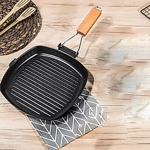 SPICLY Non Stick Frying Pans Frying Pan Non-Stick Folding Pot Phickened Square Grill Plate Kitchen Tools Picnic Grill Household