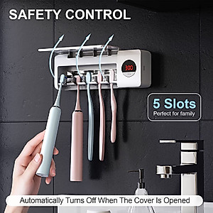 HouseGem Toothbrush Holder, Timer Function, 2000mAh Rechargeable Cordless Wall-Mounted Bathroom (White)