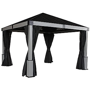 Sojag Outdoor 12' x 12' Lena Hardtop Gazebo Heavy Duty Aluminum Outdoor Sun Shelter, Anthracite