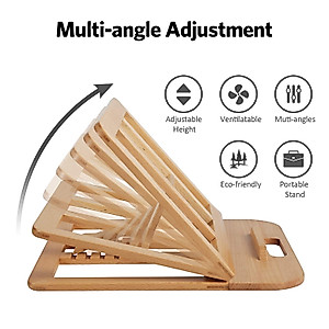 RAVEGO Laptop Stand, Foldable Wooden Laptop Riser Adjustable Computer MacBook Stand for Desk Portable Universal Notebook Laptop Holder with Multiple Angles for Laptops Up to 15.6 inches (Beech)