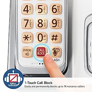 Panasonic Cordless Phone with Answering Machine, Link2Cell Bluetooth, Voice Assistant and Advanced Call Blocking, Expandable System with 4 Handsets - KX-TGD864W (White)