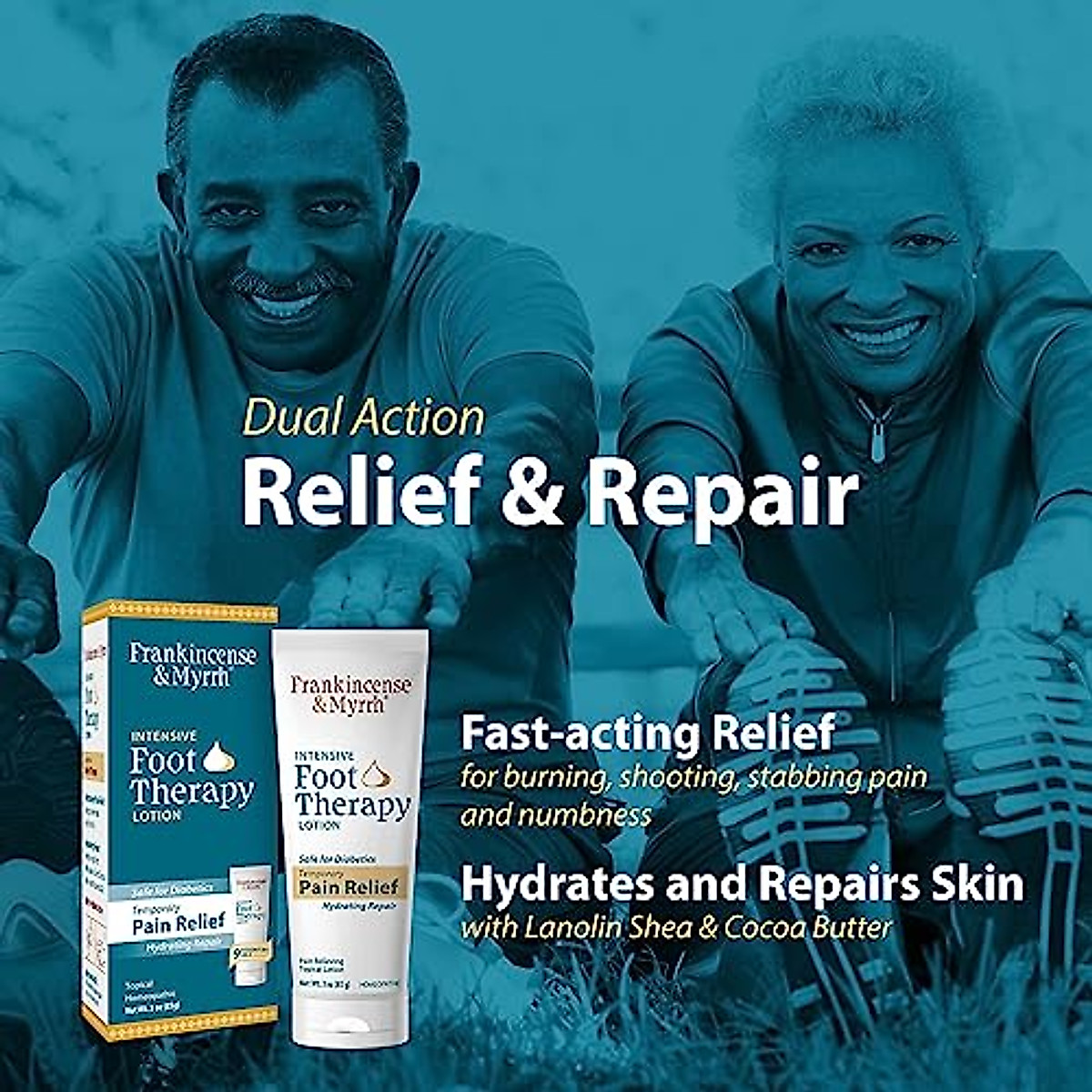 Frankincense & Myrrh Foot Pain Relief Lotion - Intensive Foot Therapy - Dual Action Neuropathy Cream for Legs & Plantar Fasciitis Relief | Hydrating Skin Repair with Essential Oils, 3 Ounce (1-Pack)