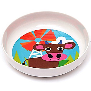 French Bull 4pc Toddler Kids Feeding Melamine Tableware Flatware BPA Free Dishwasher Safe, Durable Plate, Cup, bowl, Divided Tray Dinnerware Set, Farm, 4pc bowl set (74292)