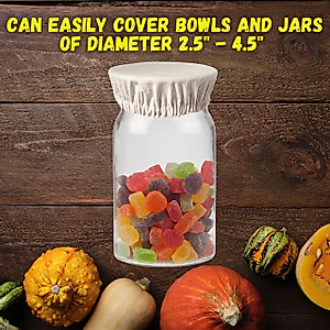 3- Pack Organic Jar Covers Unbleached Reusable 100% Cotton Elastic Kombucha Cloth Canning Lids - Ecofriendly (Fits Jar mouth ranging 2.5"- 4.5")
