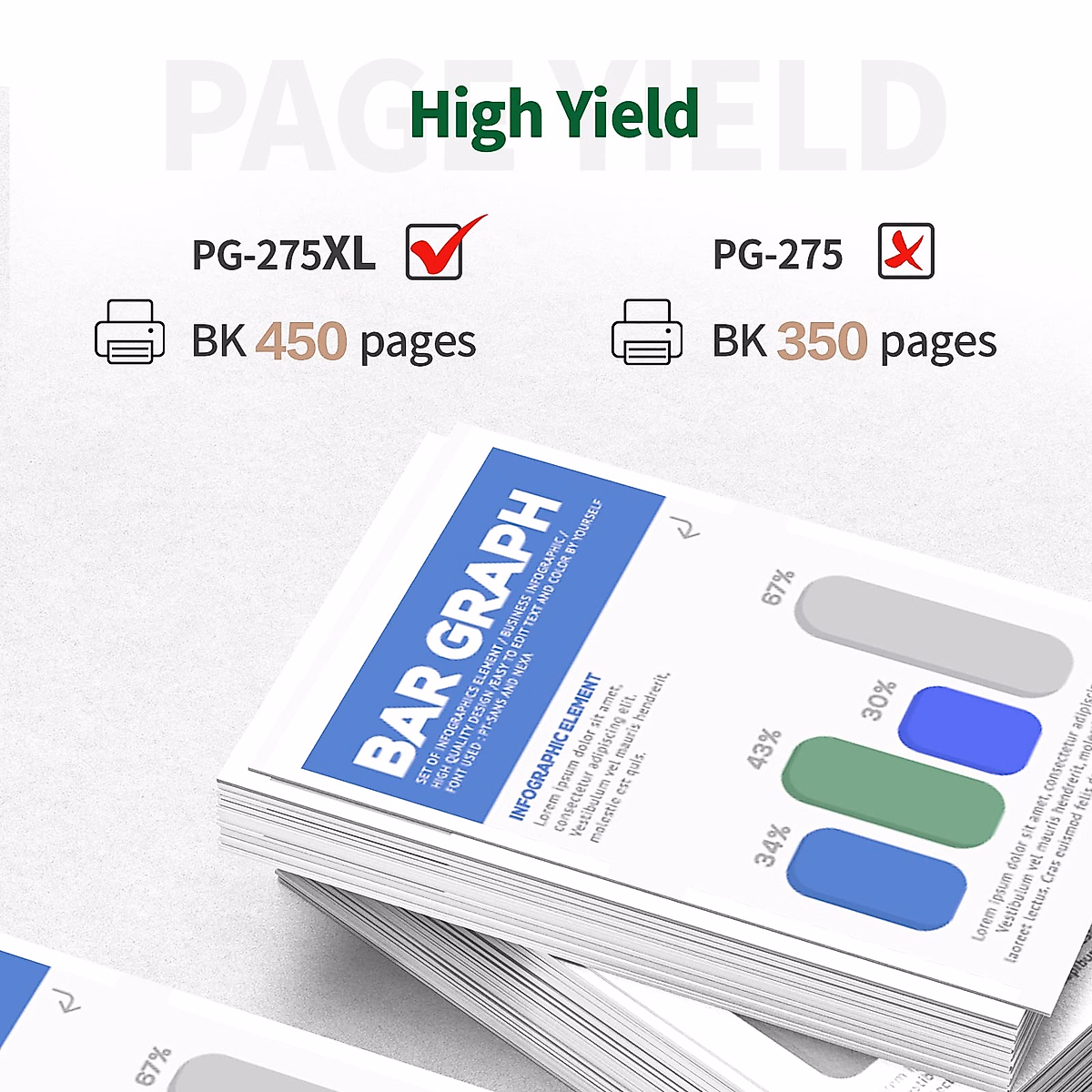 JINTUM Remanufactured PG-275XL Ink Cartridge Replacement for Canon 275 Ink Cartridges for Canon PIXMA TS3522 TR4720 TS3520 Printer (2 Black)