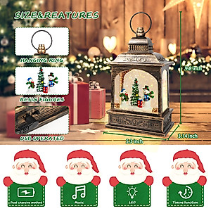 Christmas Snowman Snow Globe, Snowman Musical Lantern with 6 Hour Timer USB Lined/Battery Operated Retro Style Holiday Glitter Globe for Xmas Indoor Decoration and Santa Gifts