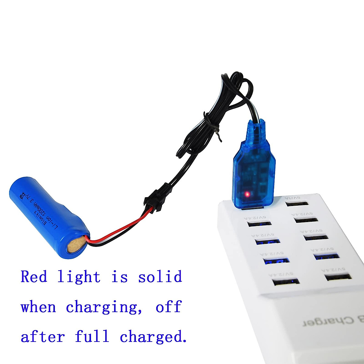 Blomiky 3.7V 1200mAh 2 Pack Li-ion Rechargeable Battery with SM2P Plug and Charger Cable for Remote Control Cars Trucks 3.7V 1200mAh 2