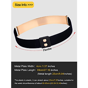 Chuangdi 2 Pieces Women's Mirror Stretch Waist Dress Belt Skinny Belt for Women Dress Waist Belt Metal Mirror Elastic Belt (Gold, Silver)