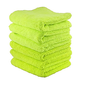 Chemical Guys MIC_333_6G El Gordo Professional Extra Thick Supra Microfiber Towels, Green, 16.5" x 16.5", Pack of 6