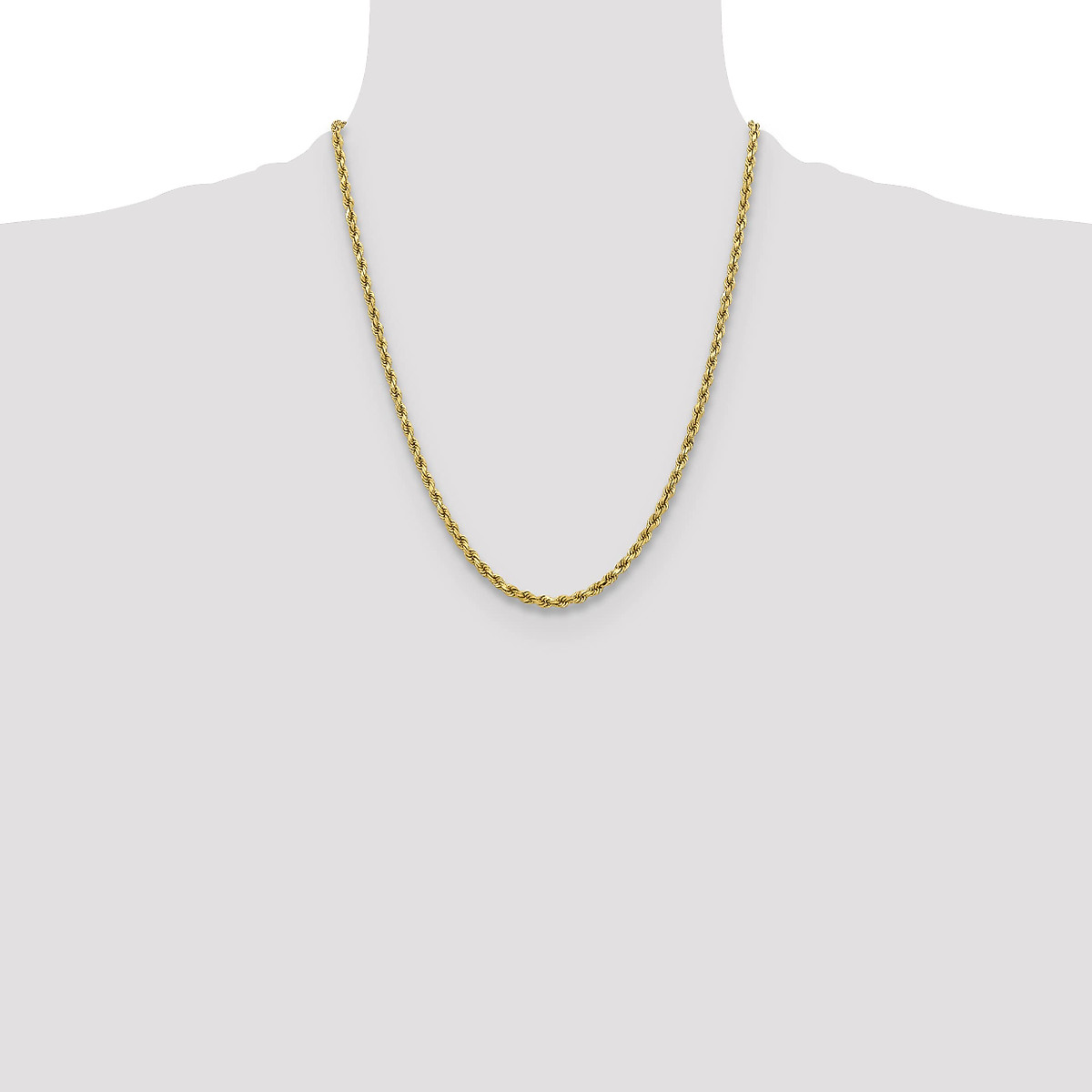 Avariah Solid 10k Yellow Gold 3.75mm Diamond-cut Rope Chain - 22"