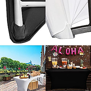 SUNTQ Stretchable Tablecloths 6 Ft for Rectangle Tables with Open Back, Fitted Spandex Rectangular Patio Table Covers, Wrinkle Resistant Table Toppers for Vendors, Party, Banquet, Trade Shows, Black