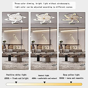 Ceiling Fan with Lights Remote Control, Bladeless Remote Control Ceiling Fans, 32.28" White Ceiling Fan with Light for Bedroom Living Room Kitchen
