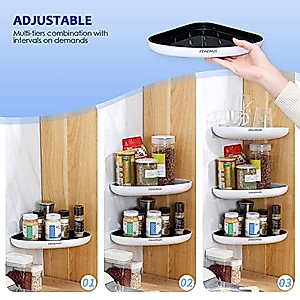 renemos Corner Shower Caddy, Shower Shelves Wall Mount, Ultra Stable Heavy Duty Adhesive Shower Rack, Fast Drain and Rustproof, Multi-tier Combination Available (White+Black)(1 PACK)