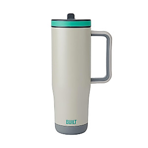 Built 40 oz Cascade Flip Straw Tumbler, Double Wall Insulated Tumbler, Gym & Sport Bottles - Stainless Steel & Straw Lid, Leak-Proof, Soft Base, Portable BPA-Free (Concrete Grey)