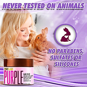 PURE NATURE LUX SPA Purple Hair Mask for Bleached and Blonde Hair - Deep Conditioning Treatment for Women to Remove Yellow Highlights and Repair Dry, Damaged Hair - Hydrate Colored Hair