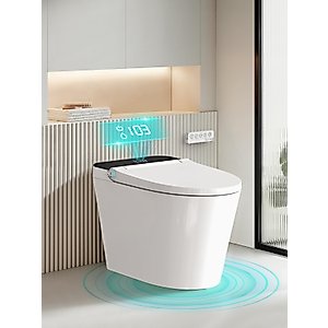 Smart Toilet with Built-in Tank & Bidet Auto Open/Close Foot Sensor Flush Dryer Heated Seat Soft Close Elongated One-Piece Design (ZY695A)