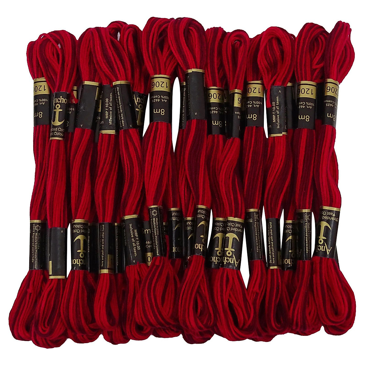 IBA Indianbeautifulart Anchor Dual Shade Stranded Cotton Cross Stitch Hand Embroidery Thread Floss 25 Skeins-Red & Maroon