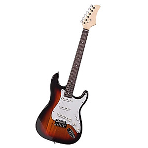 38 Inch Electric Guitar, Rosewood Fingerboard Electric Guitar, w/Picks, Strap, Cord, Bag, Tremolo Arm, for Beginner and Intermediate Performer (Sunset)