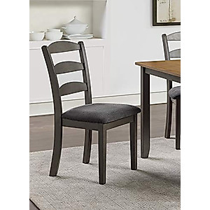 OSP Home Furnishings West Lake Dining Table Set, 5-Piece, Antique Finish Natural Top and Grey Base with Charcoal Fabric