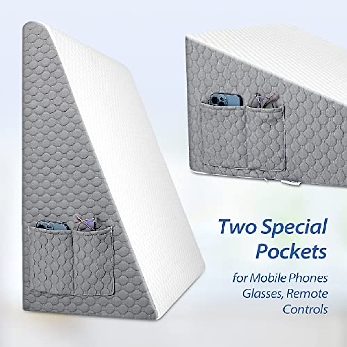 Forias Wedge Pillows 12" Bed Wedge Pillow for Sleeping Acid Reflux After Surgery Triangle Pillow Wedge for Sleeping Gerd Snoring, Air Layer Wedge Cover|Memory Foam Top