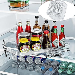 Clear Square Lazy Susan Turntable Organizer for Refrigerator-RectangleTurntable Organizer Clear for Kitchen Countertop,Storage Cabinet, Pantry, Fridge-15.74in