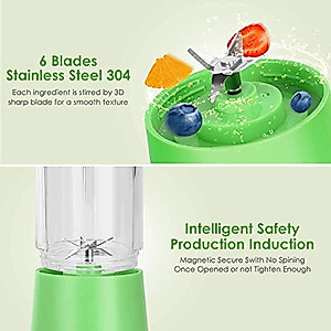 Portable Blender, Personal Mini Blender with 380ML for Smoothies and Shakes, USB Rechargeable Blender for Home, Kitchen, Office, Travel, Gym, Picnic