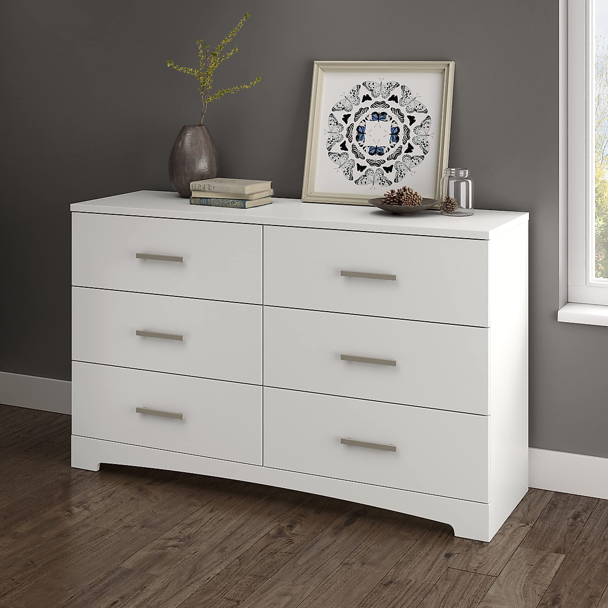 South Shore Gramercy 6-Drawer Double Dresser, 18.88"D x 51.12"W x 31.12"H, Pure White