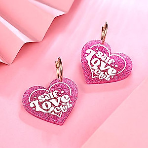 TS Inspired Lover Pink Heart Dangle Earrings TAYLOR Eras Tour Concert Fans’ Gifts TS Lover Heart Shaped Acrylic Drop Earrings SWIFTIE Outfit Jewelry For Eras Music（style 2）