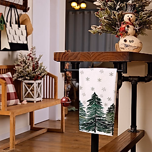 ARKENY Christmas Kitchen Towels Set of 2,Green Xmas Tree Snowflake Dish Towels 18x26 Inch Drying Dishcloth,Farmhouse Nobel Home Decoration AD140