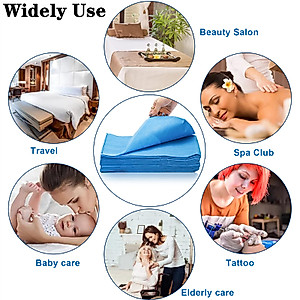 DEAYOU 40 PCS Spa Bed Sheets, Non Woven Fabric Bed Cover for Tattoo, Hotel, Esthetician, 31" x 70", Oil-Proof, Blue
