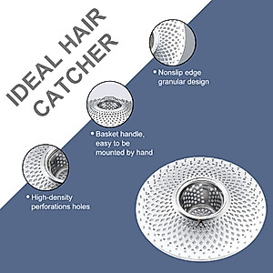 Drain Hair Catcher Bathtub Shower Drain, Hair Catcher Shower Drain, Bathroom Sink Hair Trap Strainer Drain Protector Chrome 1 Pack