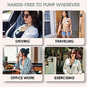 Zomee Fit Wearable Breast Pump, Hands Free, Portable,Discrete Electric Double Breast Pump - Holds up to 5 oz - Wireless 2+ Hours of Battery Life - Mimics Baby Feeds, Leak Proof Anti Backflow System