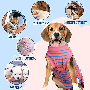 Dog Surgery Recovery Suit, Recovery Shirt for Male Female Dog Cats, Cone E-Collar Alternative Abdominal Wounds Spay Bandages Onesie, Anti-Licking Pet Surgical Recovery Snugly Suit,Pink Small