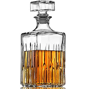 Godinger Whiskey Decanter and 2 Whiskey Glasses Bar Set, Italian Made Decanter for Liquor Scotch Bourbon Vodka