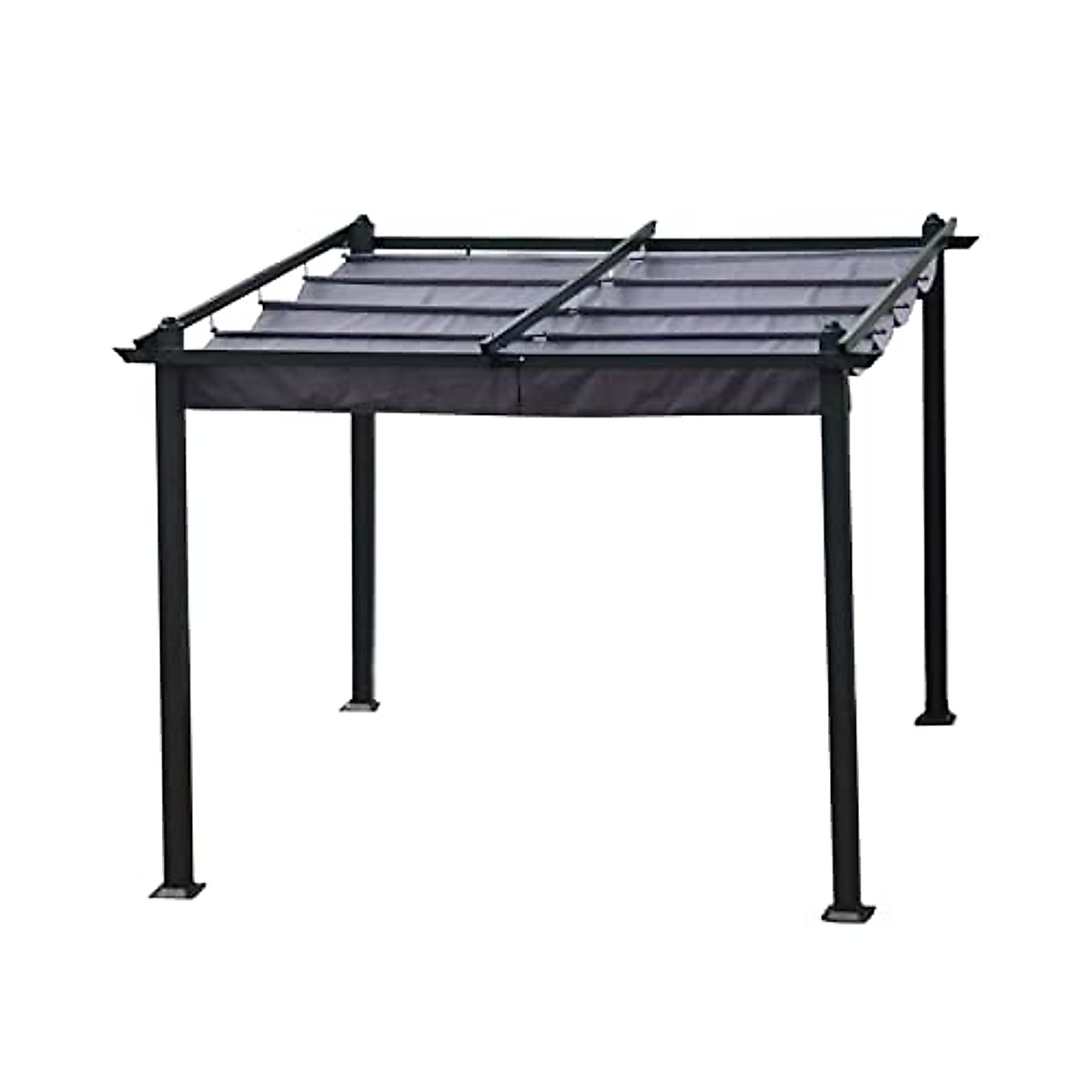 10x10 Ft Patio Pergola, Retractable Pergola with Canopy, Sunshelter Pergola for Gardens, Terraces, Backyard, Grey