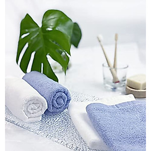 SUMMERMIA Bamboo Washcloths 13" x 13" (2 x 12 Pack) - Soft Wash Cloths for Your Face Towel, Wash Cloths for Your Body (White + Blue + Pink)