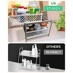 Skywin Drawer Storage 2 Tier Sliding Cabinet Pull Out Organizer | Bathroom Organizer | Under Sink Organizers and Storage | Cabinet Organizers and Storage